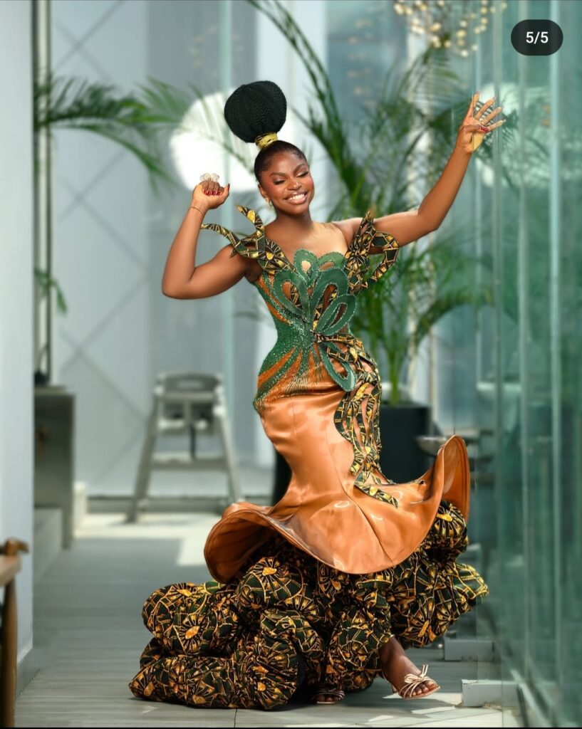 Gabriel made her kids a beautiful Ankara dress for the 2025 Nigerian ...